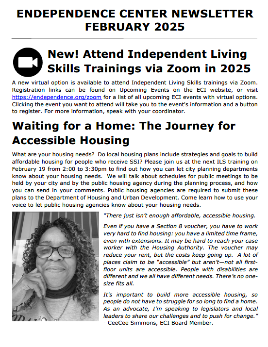 February 2025 Newsletter - Endependence Center